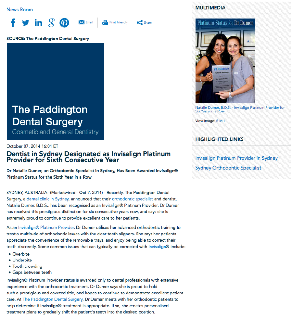 Dentist in Sydney Designated as Invisalign® Platinum Provider for Sixth ...